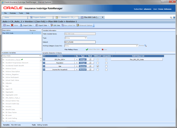 Scenario User – Editing a Table